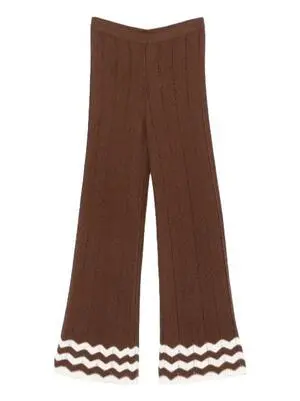 TWINSET Knitted Trousers With Tasseled Hem - Brown