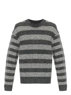Officine Générale Striped Crew Neck Sweater - Black