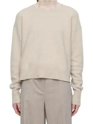 JOSEPH Crew Neck Knitwear With Drop Shoulder And Ribbed Details - Nude