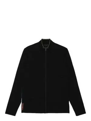 Prada Zippered Long-sleeved Jacket With Contrasting Trim - Black