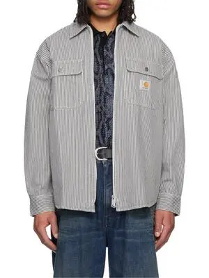 Carhartt Work In Progress Mercer Stripe Zip Shirt Jacket - Gray