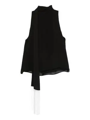 Patrizia Pepe Sleeveless Tie-detail Blouse - Black