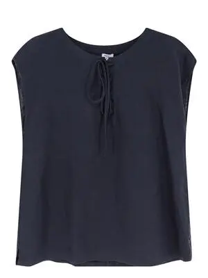 Aspesi Sleeveless Round Neck Top With Tie Detail - Black