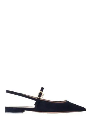 GIANVITO ROSSI Buckled Suede Slingback Flats - Black