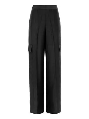 BLUGIRL Elasticated Waist Cargo Pants With Lace Detail - Black