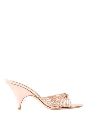 GIANVITO ROSSI Knotted Metallic Leather Sandals - Nude