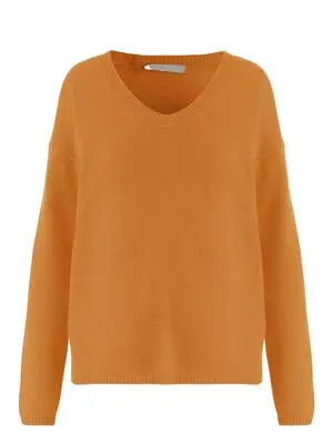 ALLUDE Cashmere V-neck Sweater - Orange
