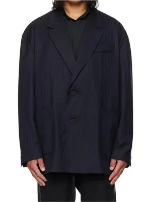 WOOYOUNGMI Striped Single-breasted Suit Jacket - Black