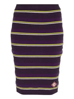 Casablanca Striped Pencil Skirt With Geometric Logo - Purple