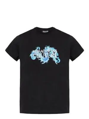 Versace Logo Printed Crewneck T-shirt - Black