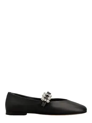 ROGER VIVIER Roger Vivier Round Toe Mini Flower Buckle Ballet Flats