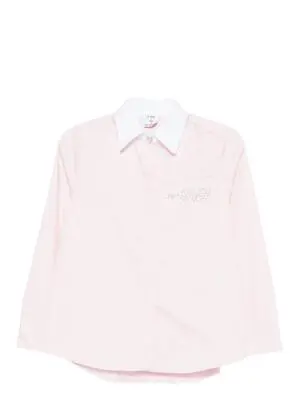 Casablanca Embellished Crystal Logo Long Sleeve Shirt - White