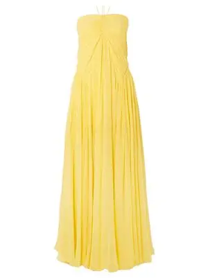 Cult Gaia Cult Gaia Ritz Gathered Silk-Chiffon Halterneck Maxi Dress No