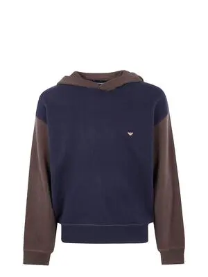 Emporio Armani Contrasting Panel Hoodie - Blue