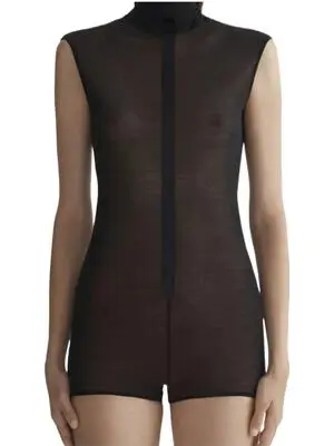MUGLER High-neck Sleeveless Top - Black