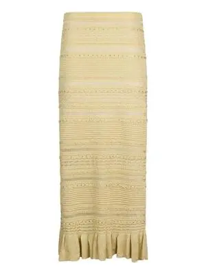 Liu Jo Liu Jo Long Openwork Knit Skirt With Ruffled Hem Nude