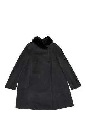Max Mara Wool Coat With Fur Collar - Black