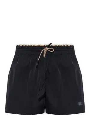 Burberry Check Trim Drawstring Shorts - Black