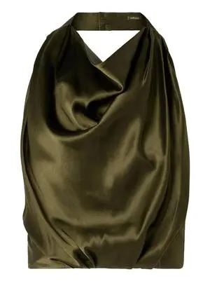 Cult Gaia Adrienne Draped Halterneck Top - Dark Green