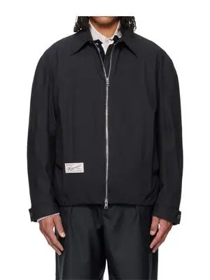 WOOYOUNGMI Pinstriped Zip Up Casual Jacket - Black