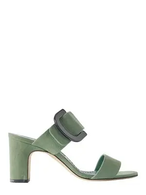 Manolo Blahnik Suede Sandals With Buckle Detail - Green