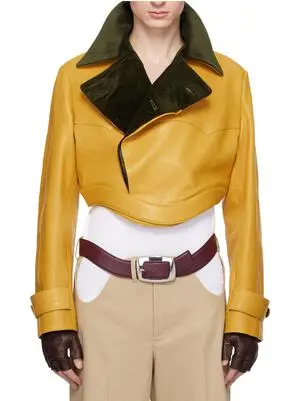 JEAN PAUL GAULTIER Grained Lambskin Cropped Jacket - Multicolor