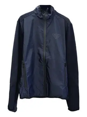 Prada Long Sleeve Zip-up Jacket With Logo - Blue