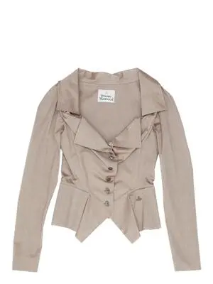 VIVIENNE WESTWOOD Long-sleeved Shirt With Ruffled Hem - Brown