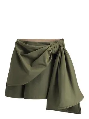 Dior Draped Miniskirt With Bow Detail - Khaki