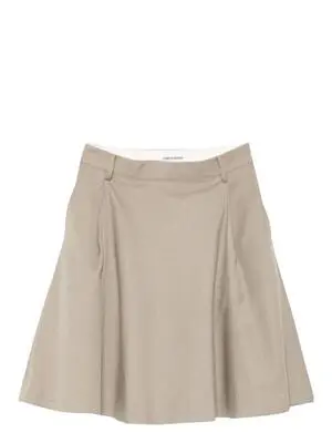 LOW CLASSIC LOW CLASSIC Pleated A-Line Midi Skirt Nude