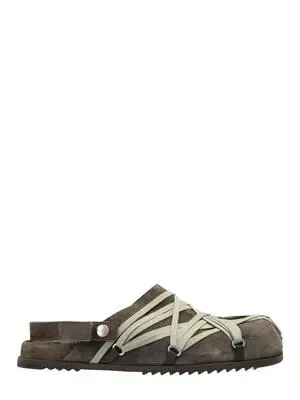 Rick Owens Megalace Cross Strapped Mules - Black