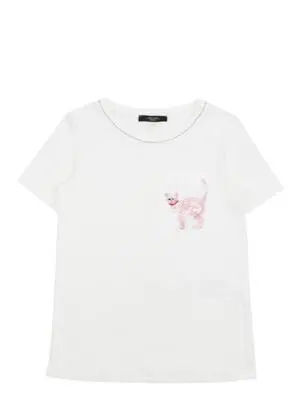 Max Mara Round Neck Short-sleeved T-shirt With Embellished Pocket - No