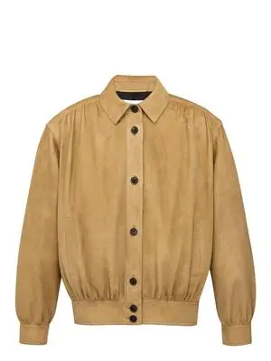 Saint Laurent Suede Button-up Jacket - Tobacco Color