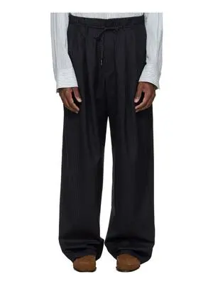 WOOYOUNGMI Striped Wide-leg Trousers - Black