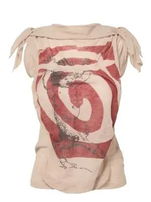 VIVIENNE WESTWOOD Printed Boat Neck Pleated Top - Sand-colored