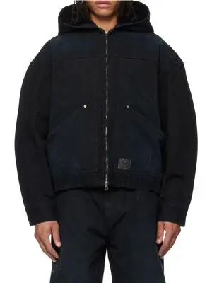 WOOYOUNGMI Hooded Dyed Casual Jacket - Black