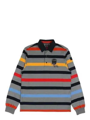 PAUL  SHARK Striped Long-sleeved Polo Shirt - Gray
