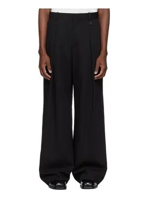 WOOYOUNGMI Single-pleated Wide-leg Trousers - Black