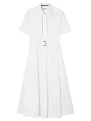 Burberry Burberry Belted Poplin Shirt Dress Optical White