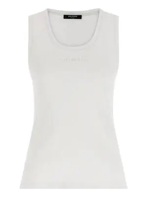 Balmain Balmain Logo Embroidered Ribbed Tank Top No