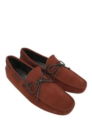 TOD'S Suede Loafers With Tie Detailing - Brown