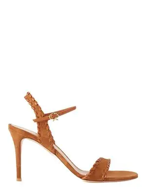 GIANVITO ROSSI Suede And Leather Whipstitched Stiletto Sandals - Brown
