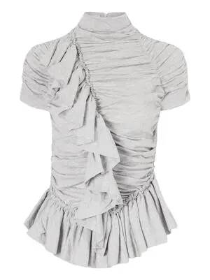 DRIES VAN NOTEN Dries Van Noten Ruffled Cotton-Jersey Turtleneck Top