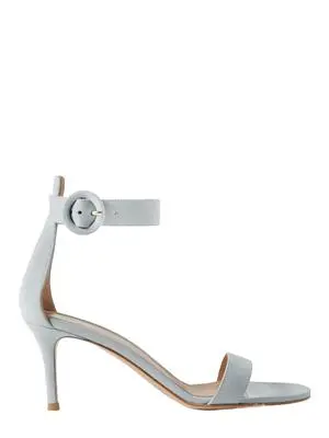 GIANVITO ROSSI Suede Ankle Strap Sandals - Gray