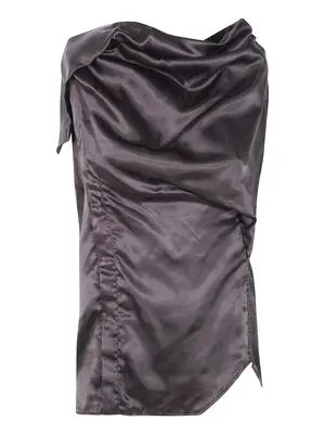 Rick Owens Sleeveless Asymmetrical Draped Top - Black