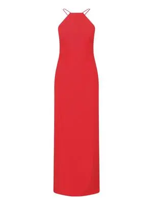 Ralph Lauren Sleeveless Maxi Dress With Side Slit - Red