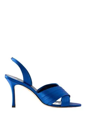 Manolo Blahnik Satin Slingback Sandals - Blue
