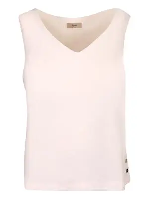Herno Sleeveless V-neck Top With Silver-tone Hardware - Pink