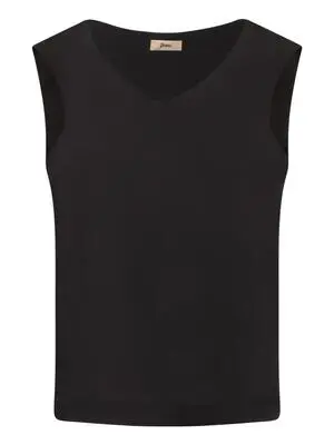 Herno Sleeveless V-neck Top With Button Detail - Black