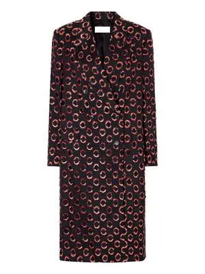 DRIES VAN NOTEN Dries Van Noten Double-Breasted Polka-Dot Fil-Coupé Silk-Blend Coat